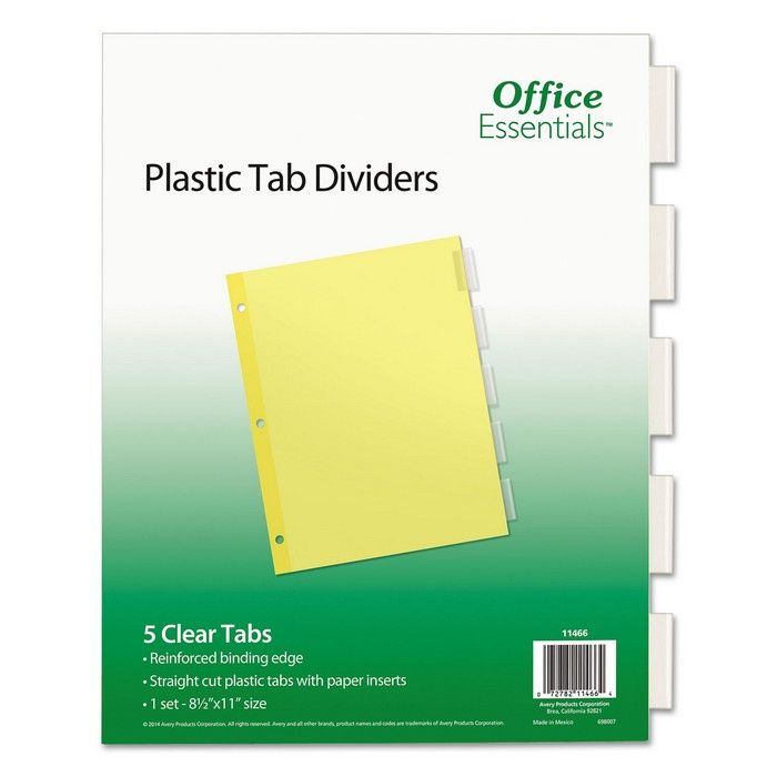 Office Essentials Plastic Insertable Dividers