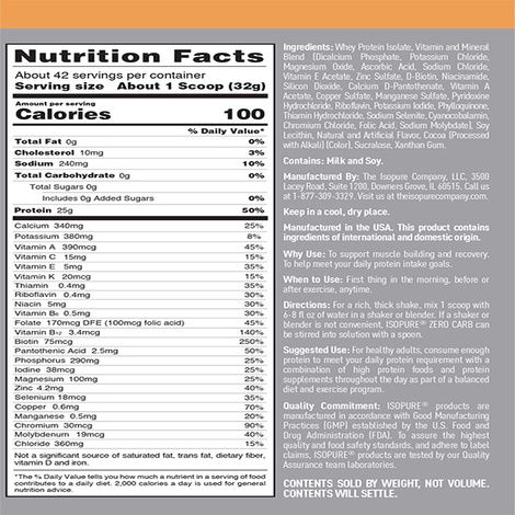 Buy Isopure Protein Powder - Zero Carb 100% Whey Protein Isolate