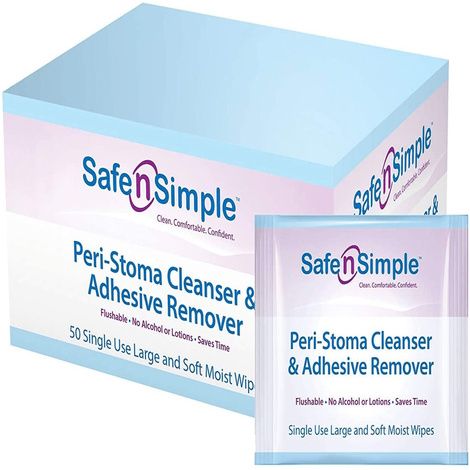 Safe N Simple Peri Stoma Cleanser & Adhesive Remover Wipes