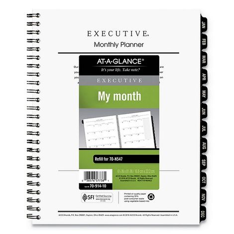 AT-A-GLANCE Executive Monthly Planner Refill