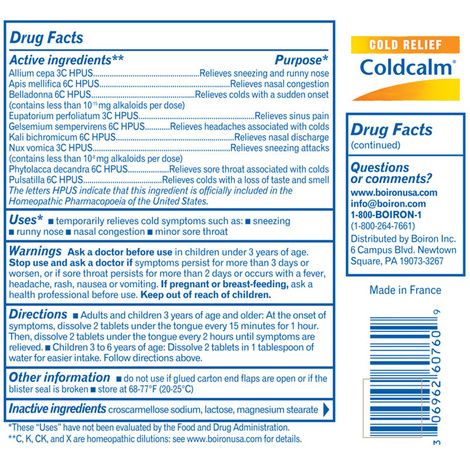 Boiron Coldcalm Cold Relief Quick Dissolving Tablets