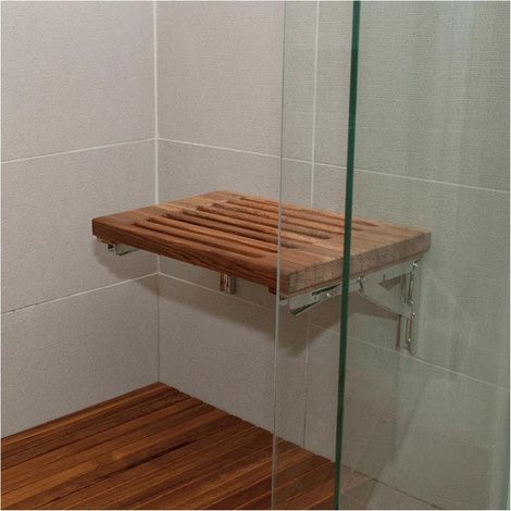 Wall Mounted Shower Seat by Teakworks4u | Teak Shower Bench