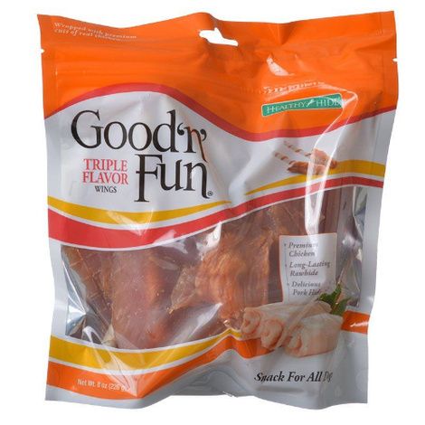 Healthy Hide Good N Fun Triple-Flavor Wings - Chicken Rawhide And Pork Hide