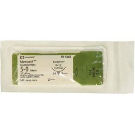 Medtronic Monosof Dermalon Premium Reverse Cutting Nylon Suture P-12 Needle